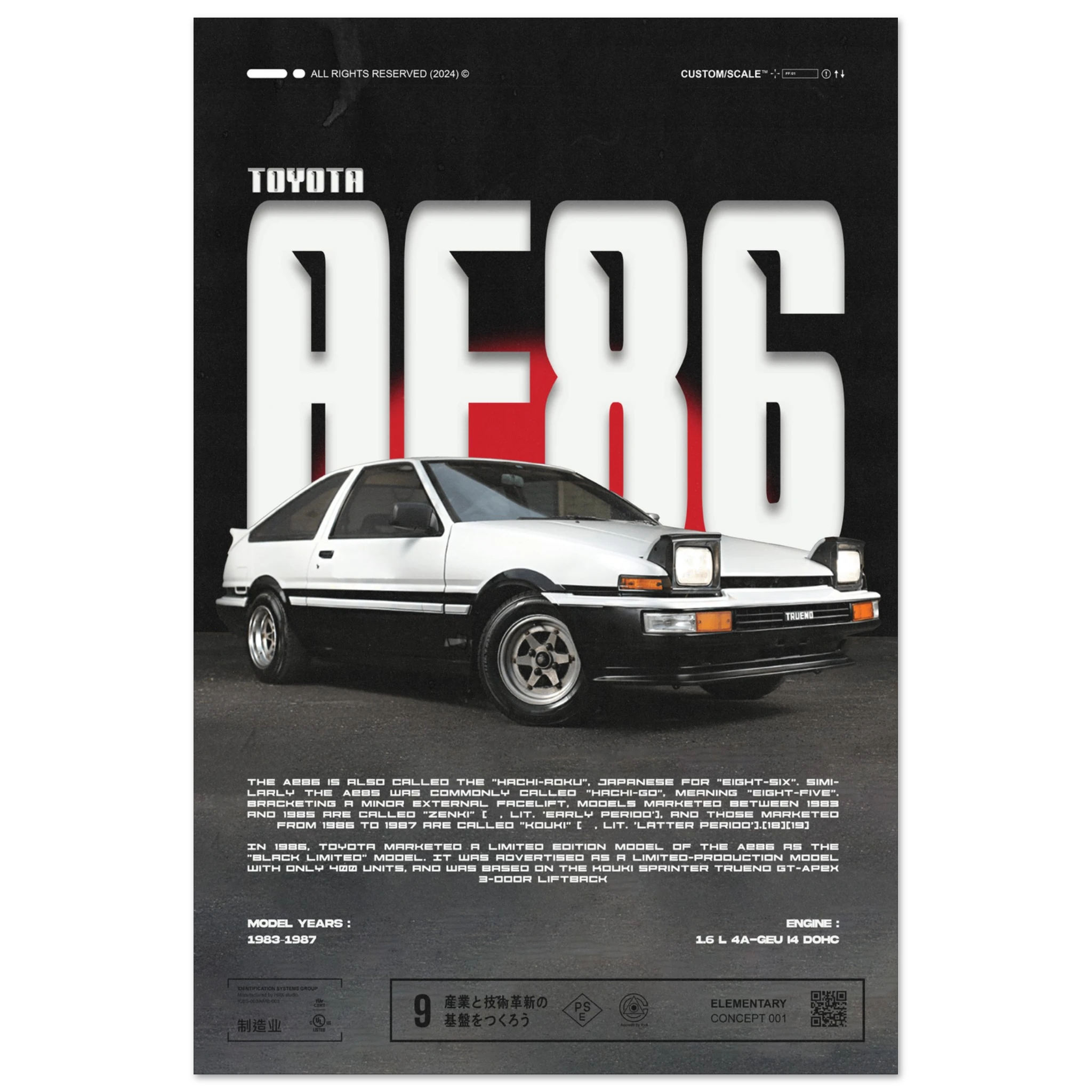 TOYOTA AE86 POSTER – HYUU Art